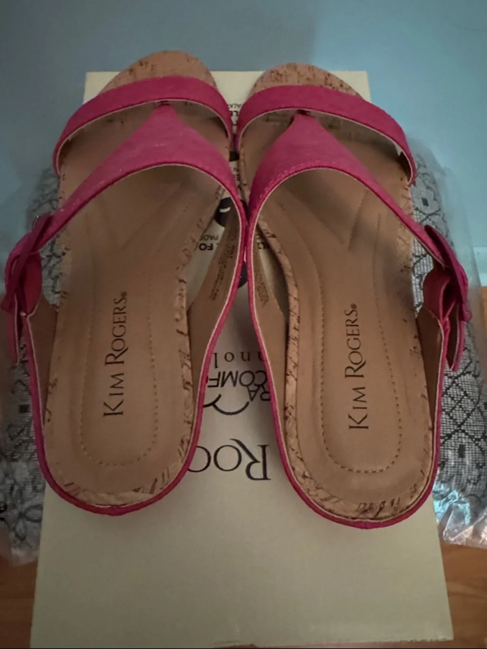 Kim Rogers | Shoes | Kim Rogers Hot Pink Cork Wedge Sandals | Poshmark